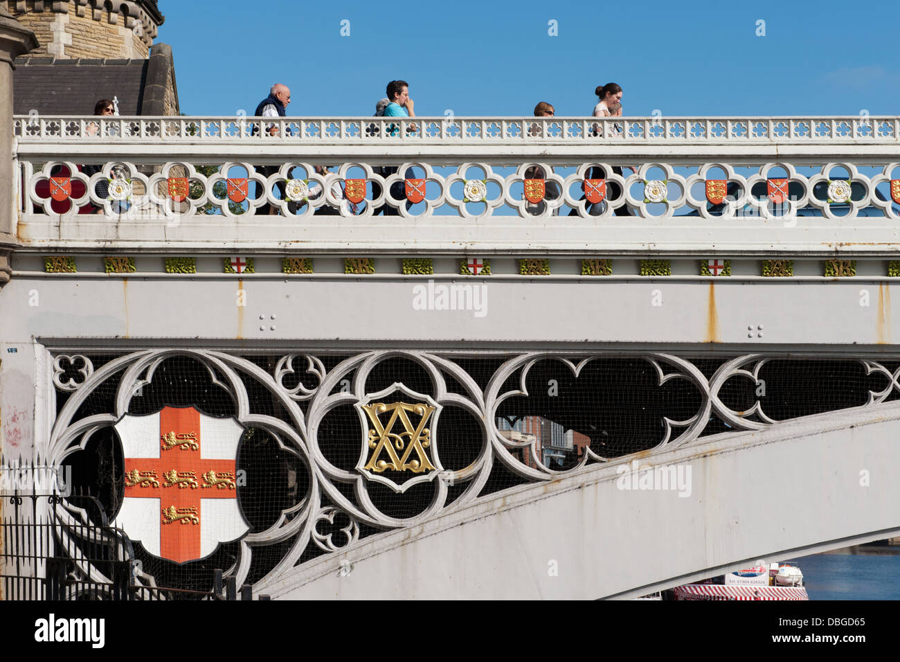 Close up of the East side of Lendal Bridge, York, UK showing the city's ...