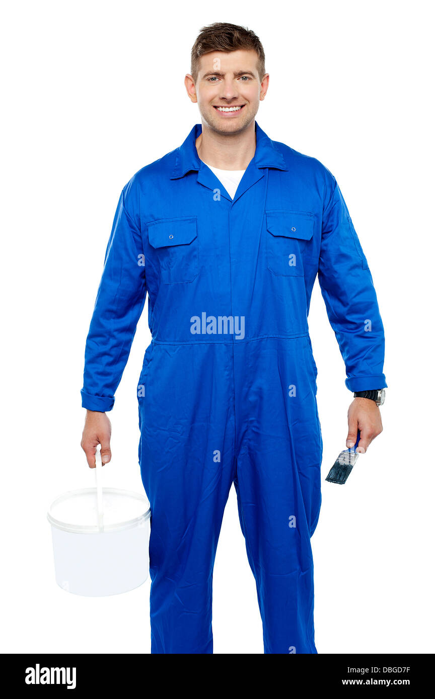 Man holding bucket paint hi-res stock photography and images - Alamy