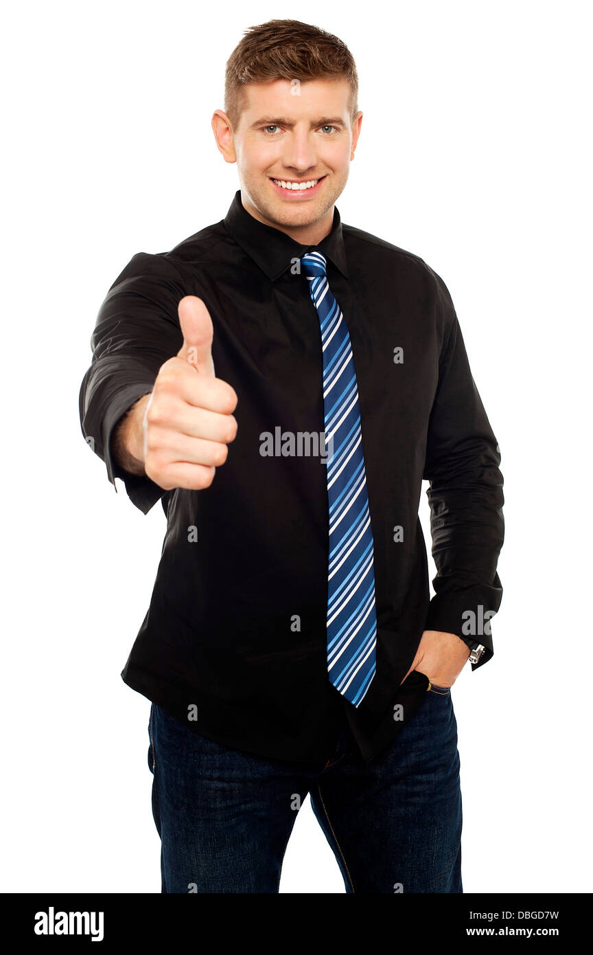 Happy businessman showing thumbs up Cut Out Stock Images & Pictures - Alamy