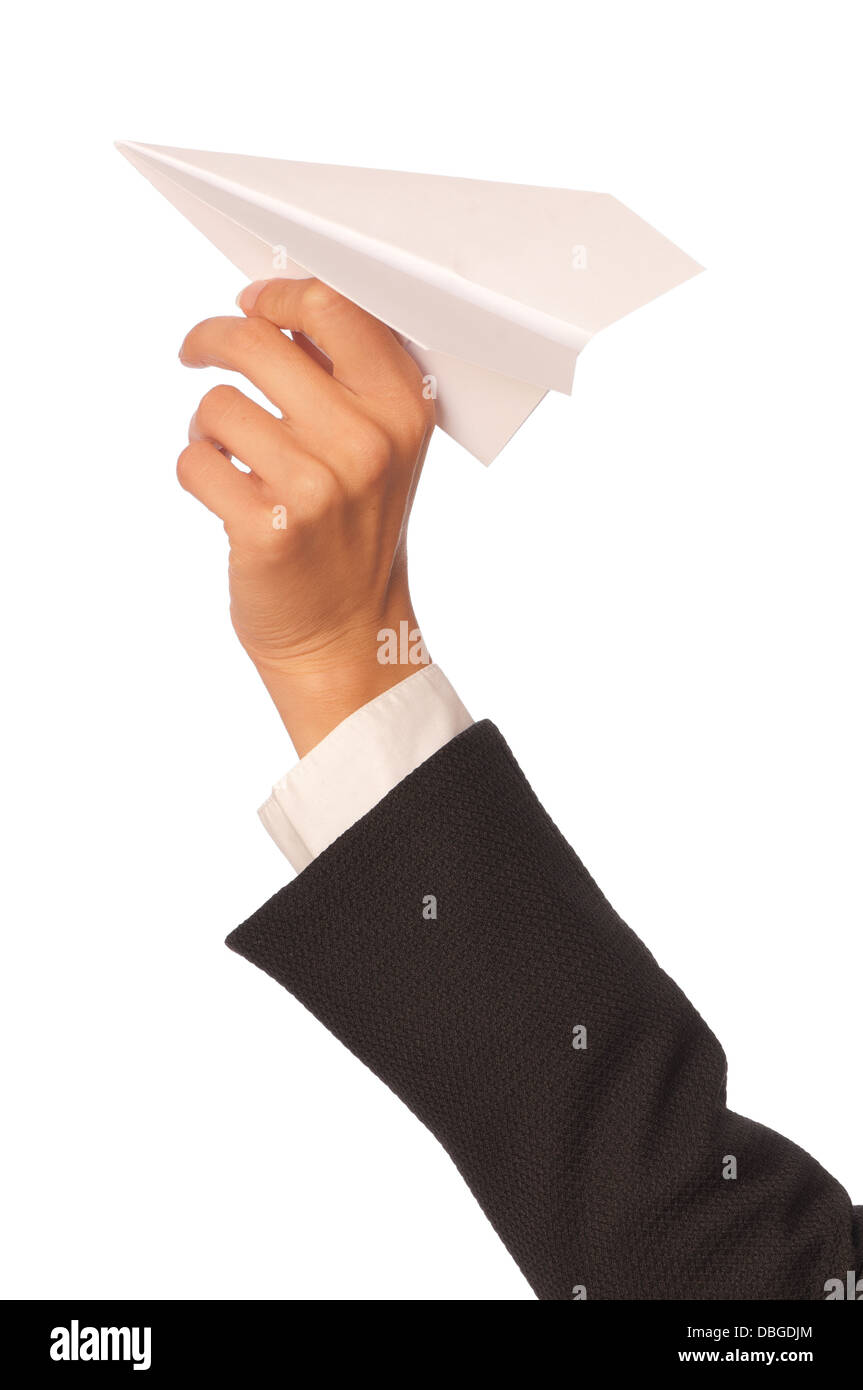 Woman flying paper plane working hi-res stock photography and images ...
