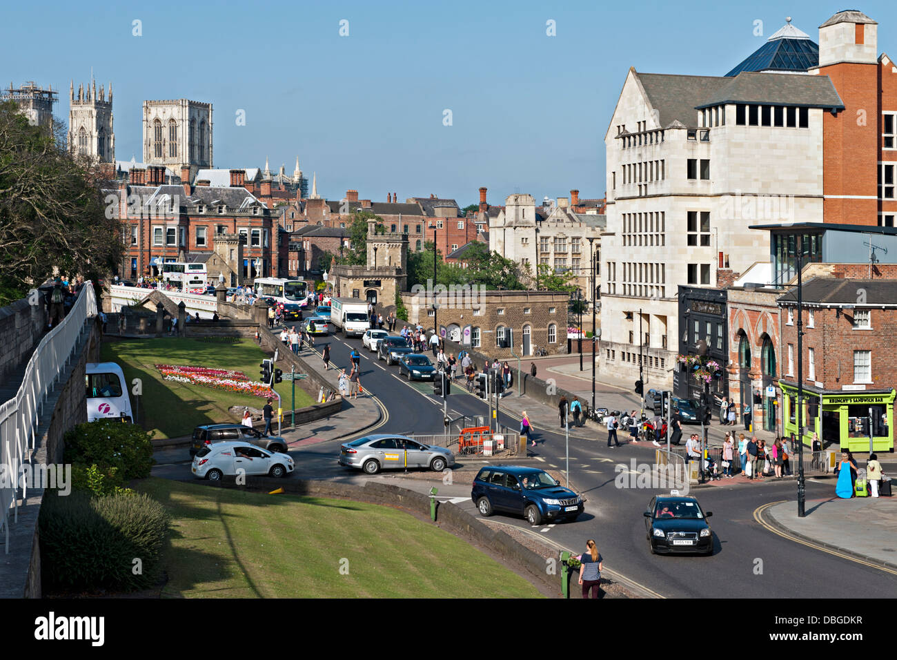 Station Road, York, UK looking towards Leemon Bridge and York Minster ...
