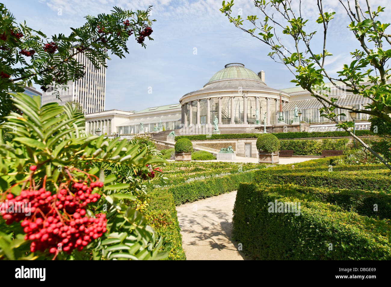 Center of Botanique, public garden in Brussels, Belgium in early autumn ...