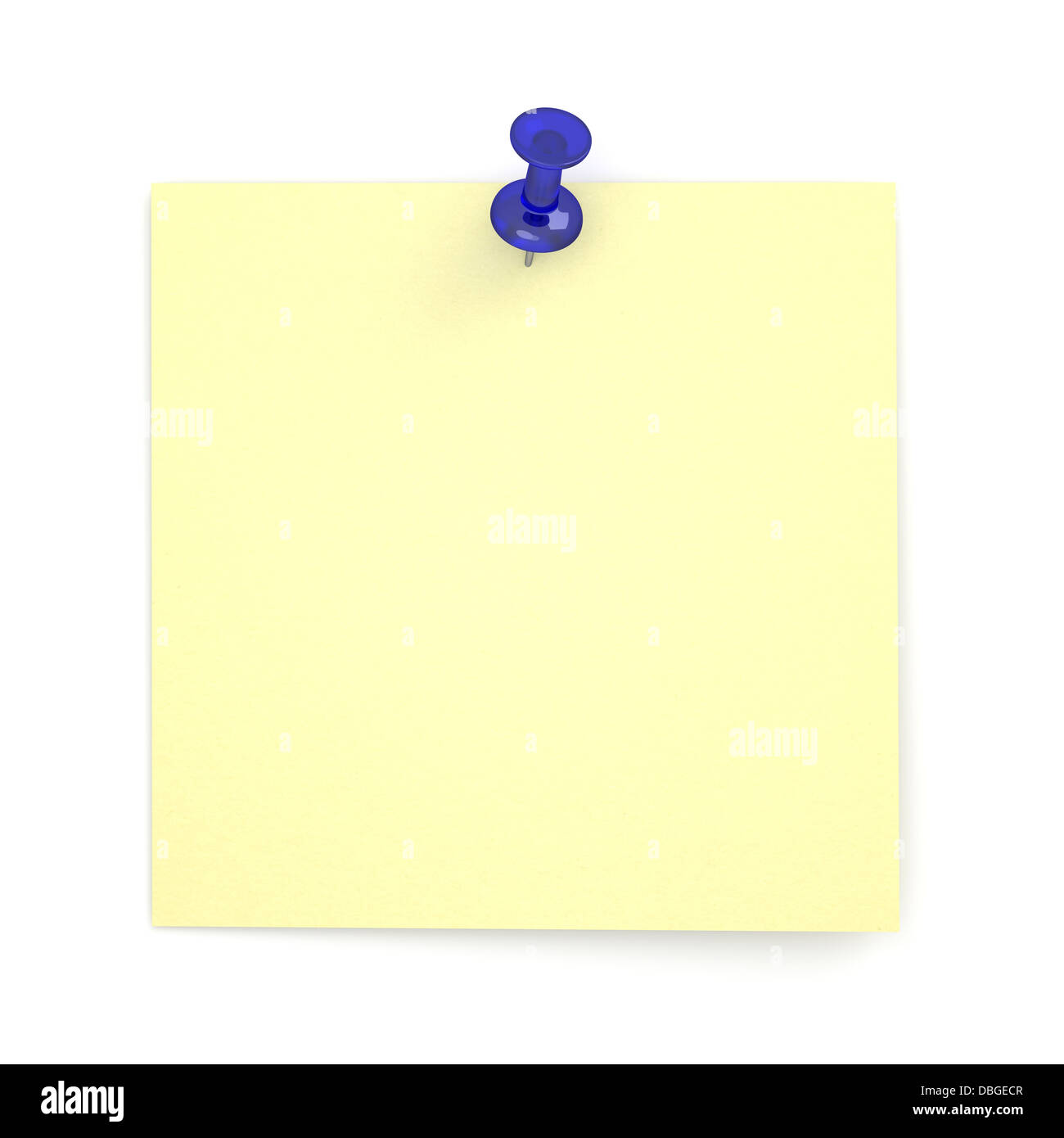 Realistic Sticky Note With Blue Thumbtack - Isolated Stock Photo - Alamy