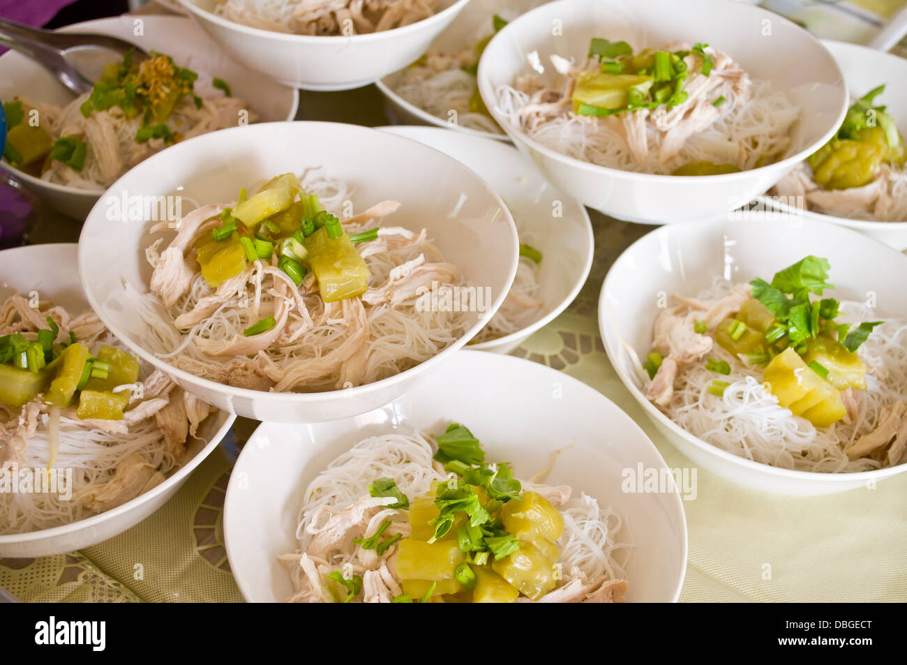 delicious Thai food call KUAY TEAW from noodle and chicken with soup ...