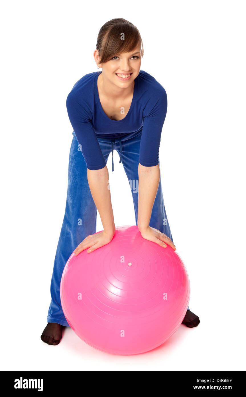Exercises on a gymnastic ball Stock Photo - Alamy