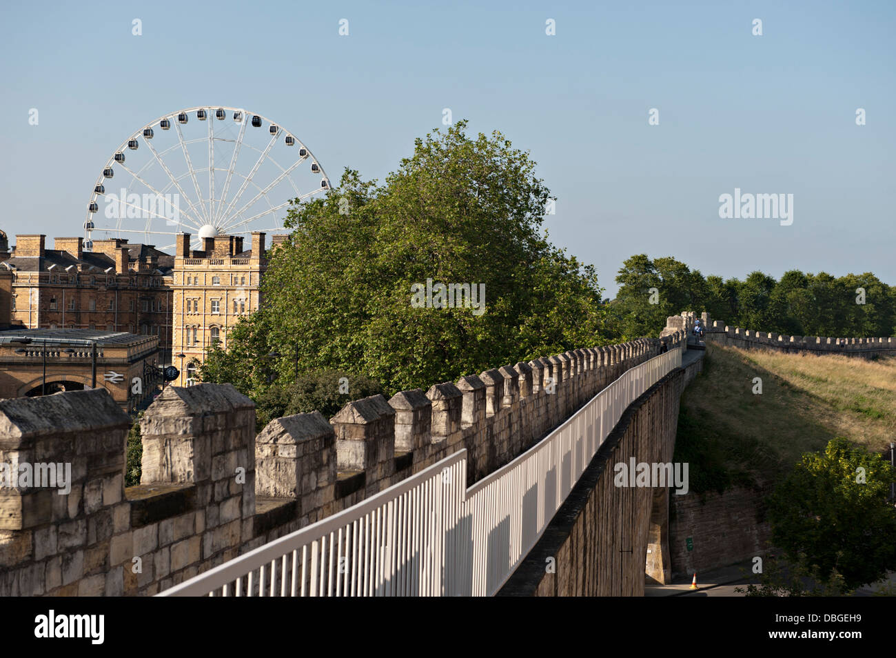 The medieval city walls at Station Road, York. The Yorkshire Wheel ...