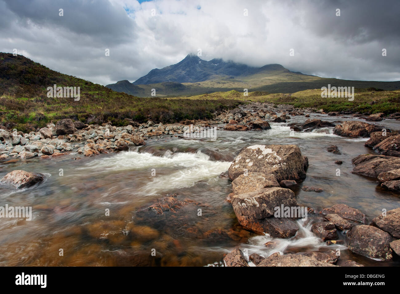Cuillin mountain Sgurr nan Gillean from Glen Sligachan Isle of Skye ...