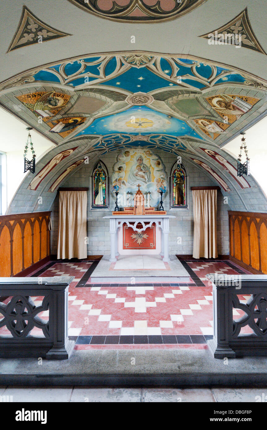 The painted interior of the chapel on Lamb Holm built from two Nissen ...