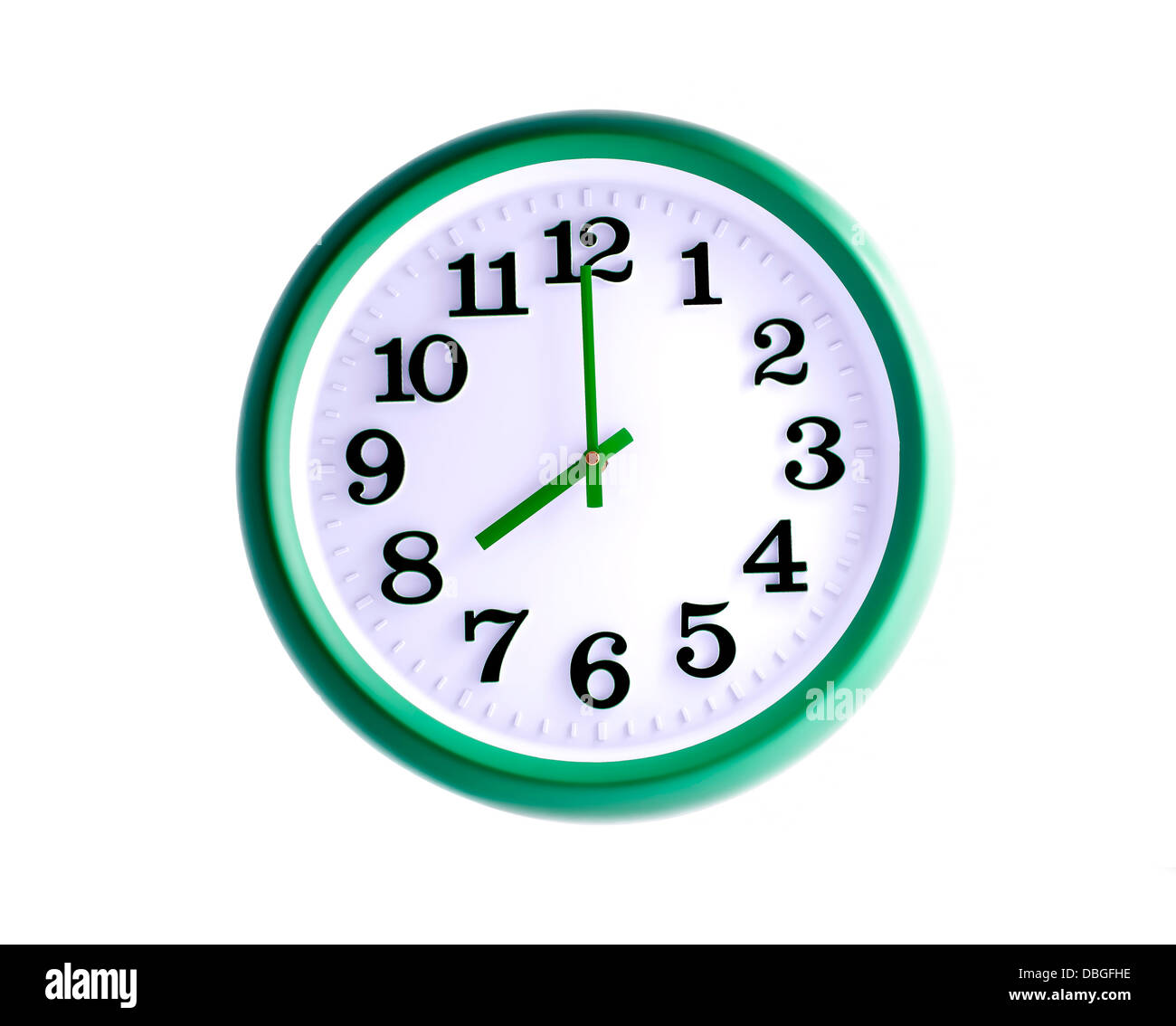 Isolated green wall clock on white background Stock Photo - Alamy