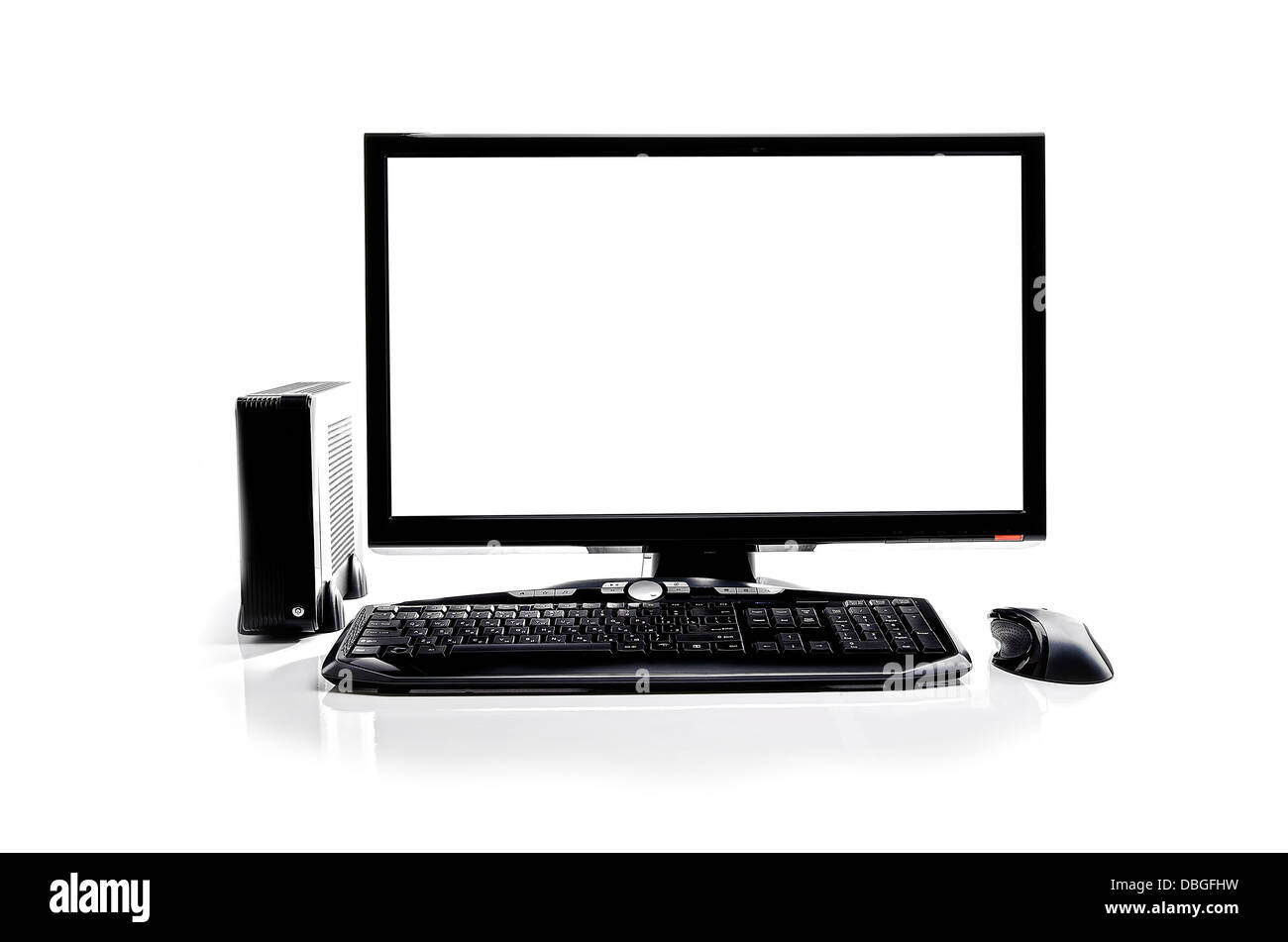 Desktop computer and keyboard and mouse on white Stock Photo - Alamy