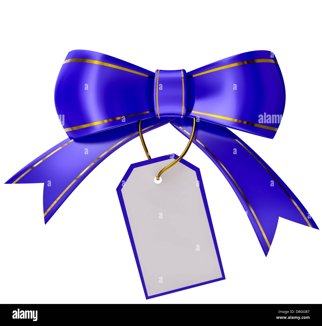 Blue Christmas bow with label Stock Photo - Alamy