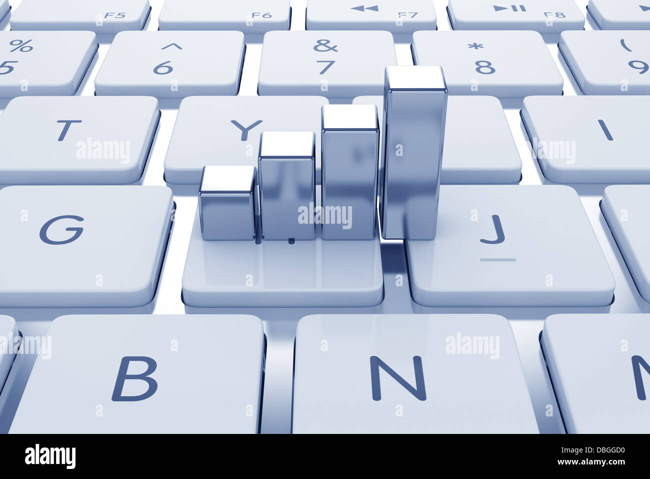 3d illustration of graph icon on keyboard Stock Photo - Alamy