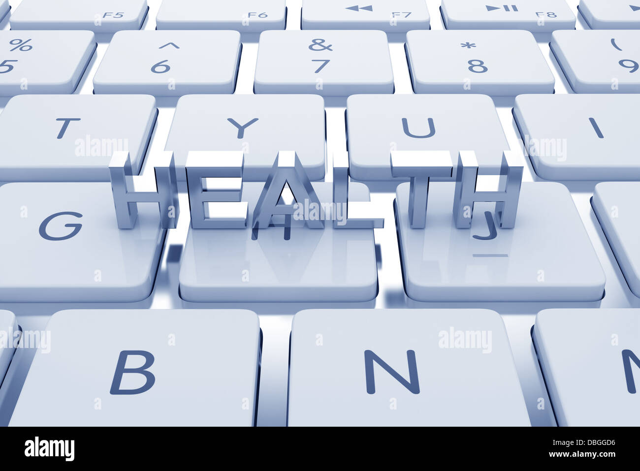 Health text on computer keyboard. Blue tinted Stock Photo - Alamy