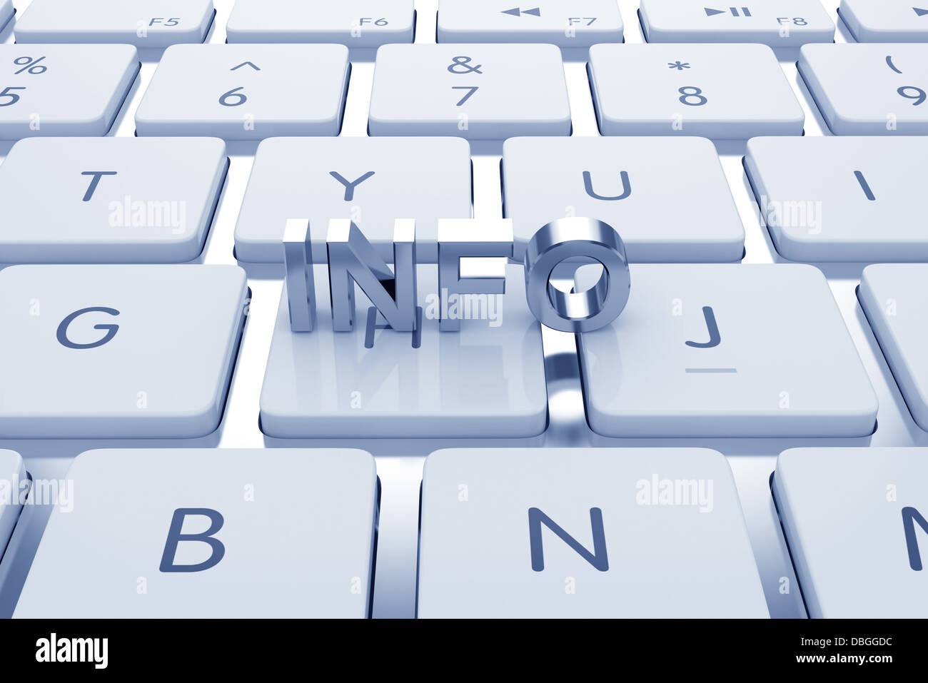 Info text on computer keyboard. Blue tinted Stock Photo - Alamy