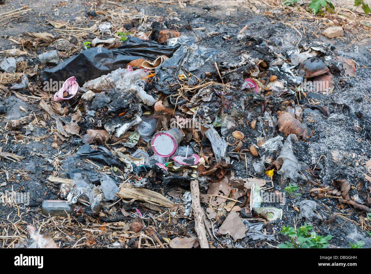 Burnt the Pile of Garbage Stock Photo - Alamy