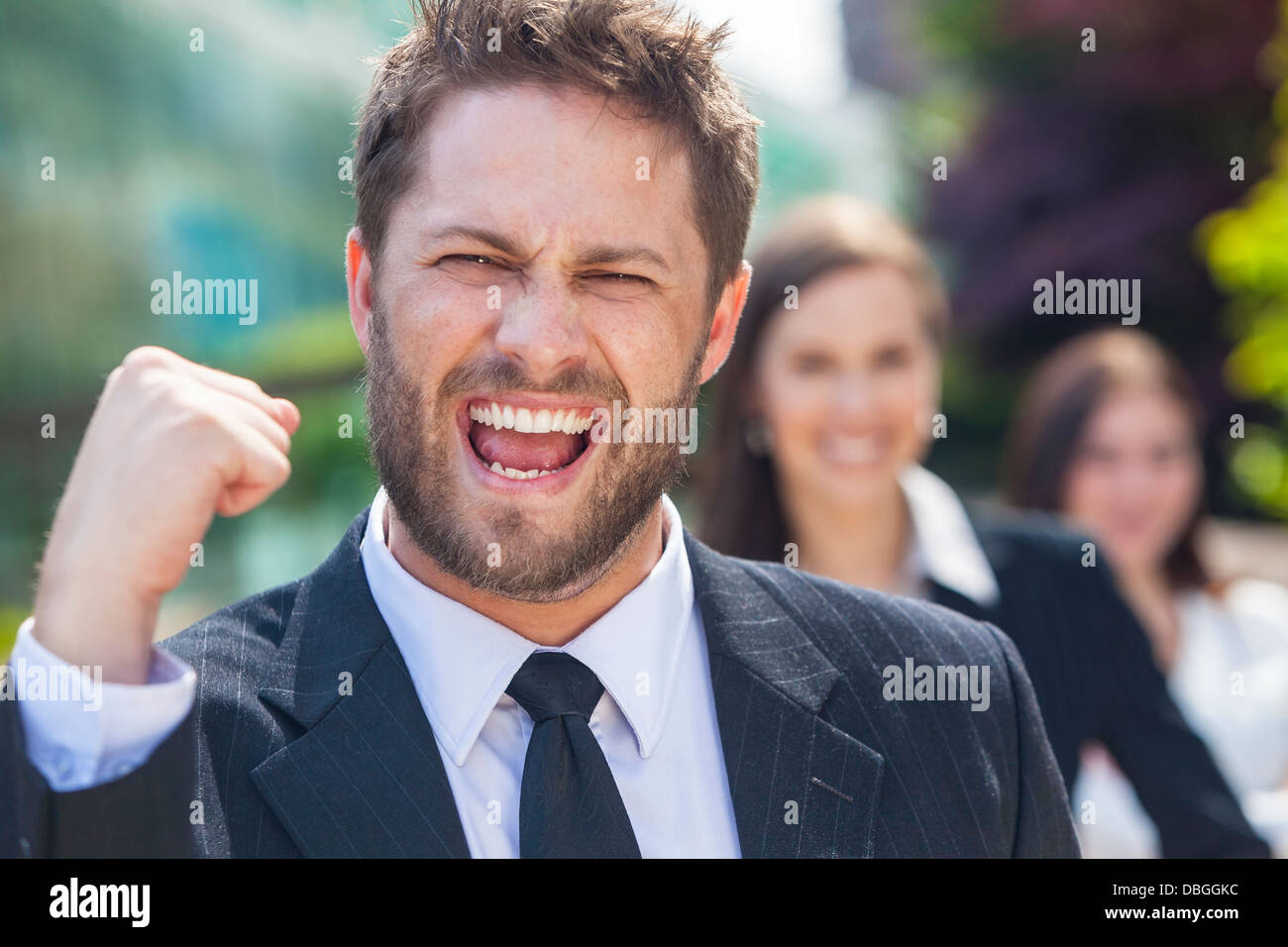 Business team cheering shouting hi-res stock photography and images - Alamy