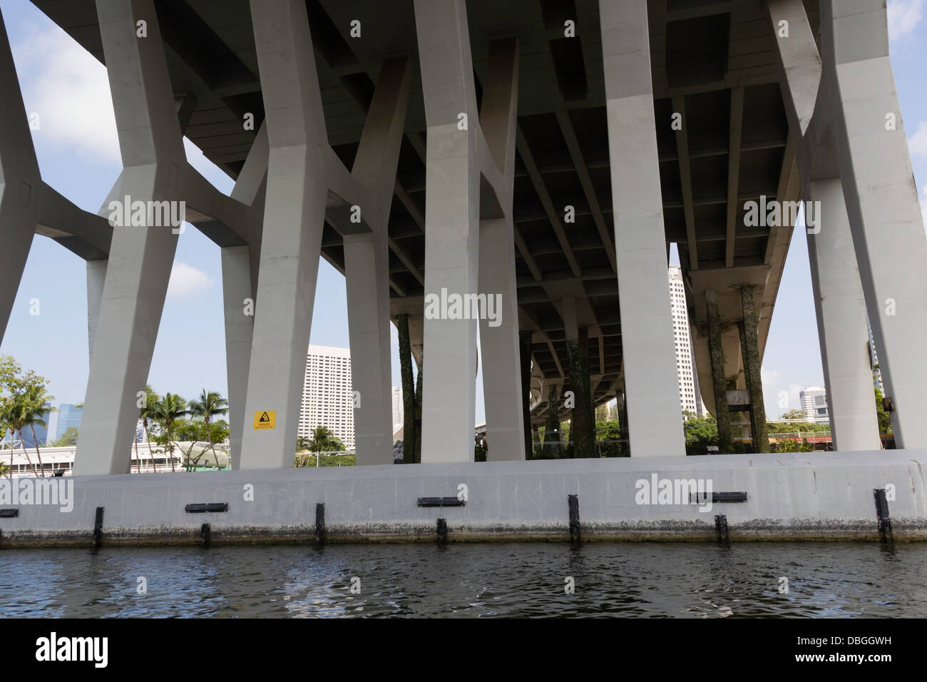 Large support pillars of the Benjamin Sheares Bridge in Singapore and ...