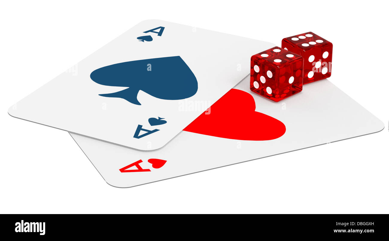 two ace cards and two dices Stock Photo - Alamy