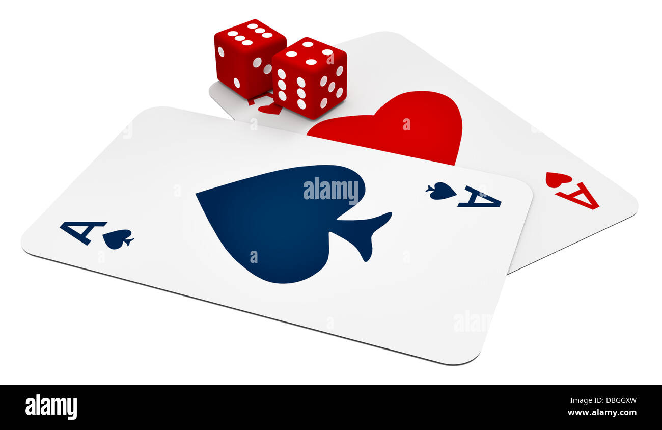 two ace cards and two dices Stock Photo - Alamy
