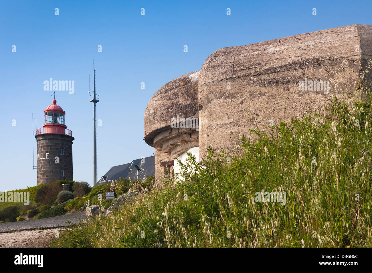 France, Normandy, Granville, Granville lighthouse and WWII German ...