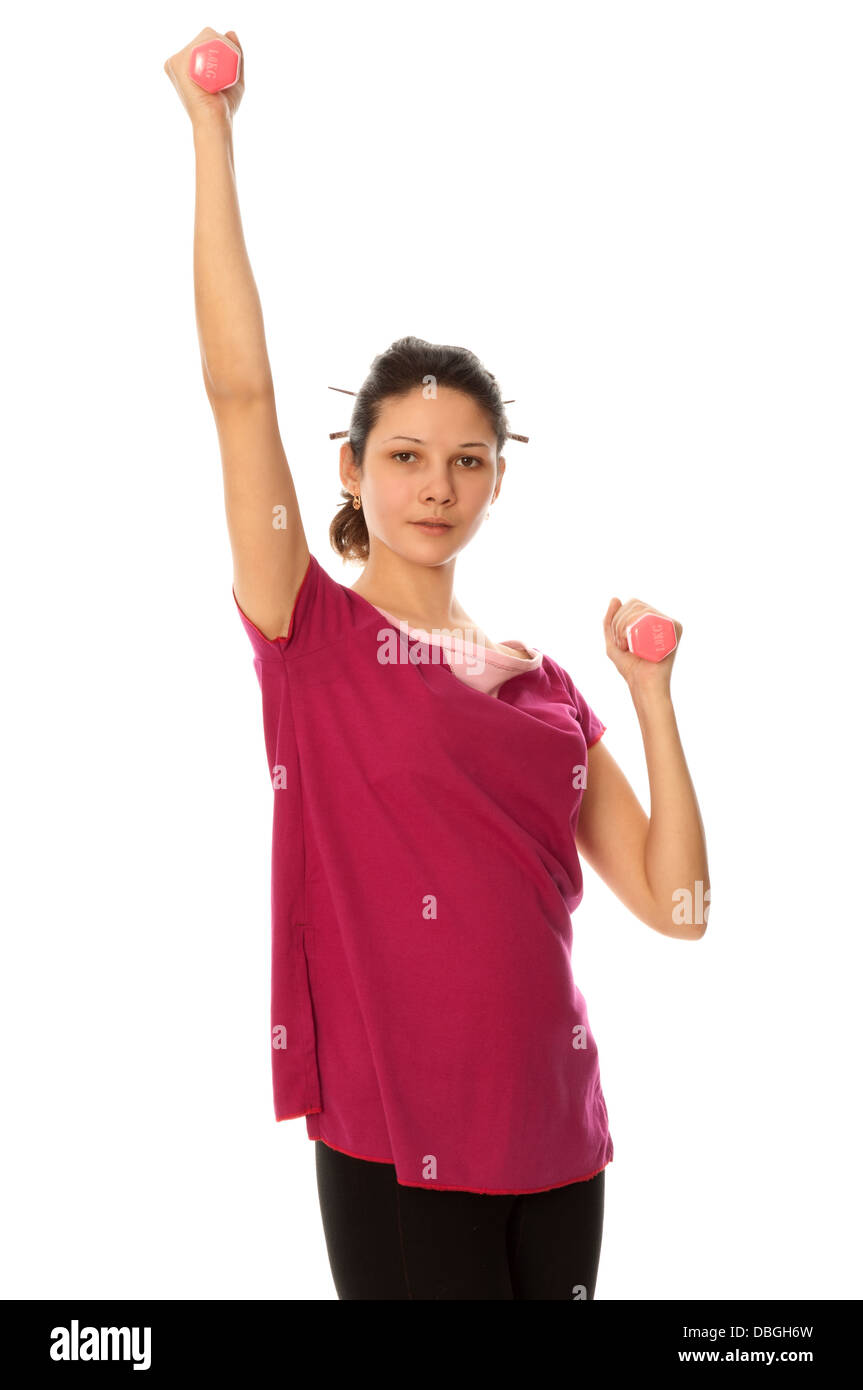 Exercises Using Dumbbells Stock Photo Alamy