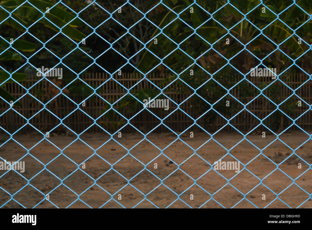 Blue Steel Mesh Fence Stock Photo - Alamy