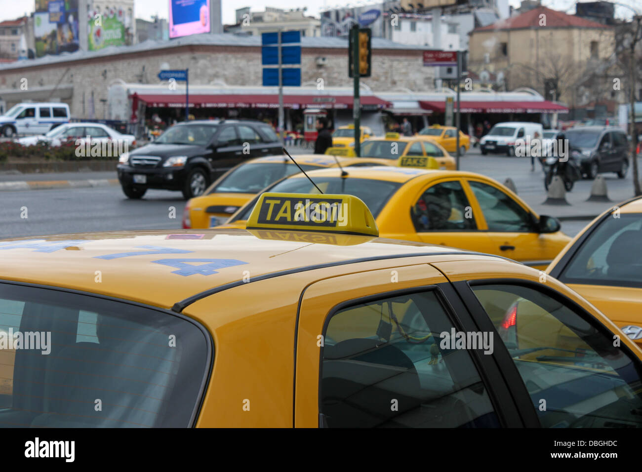 A photograph of a taxi (Taksi) in Istanbul, Turkey Stock Photo - Alamy