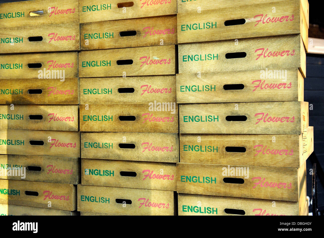 English wooden flower boxes Stock Photo - Alamy