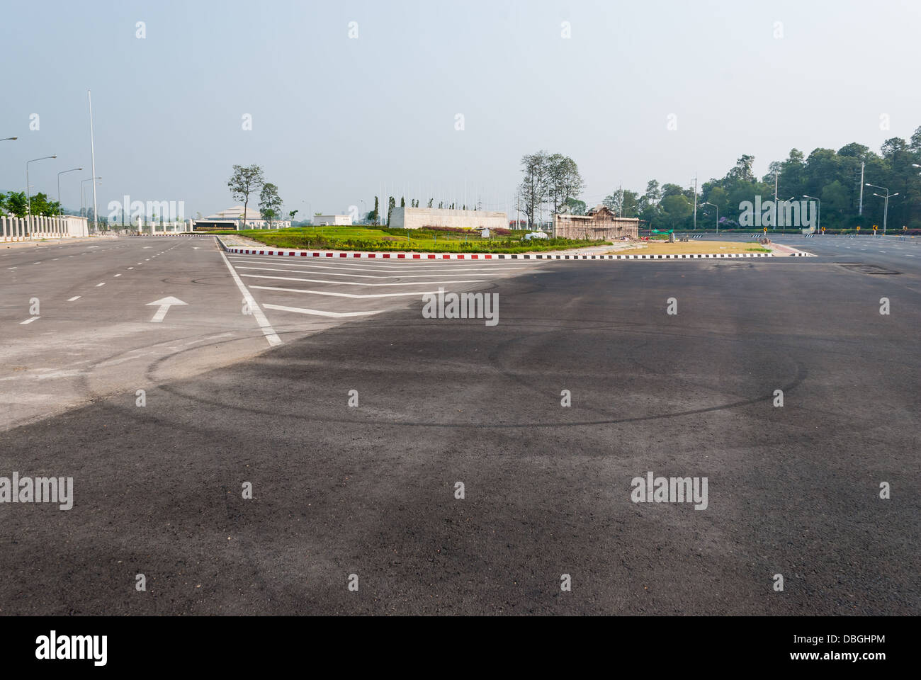 Circle Tire Tracks on the Road Stock Photo - Alamy