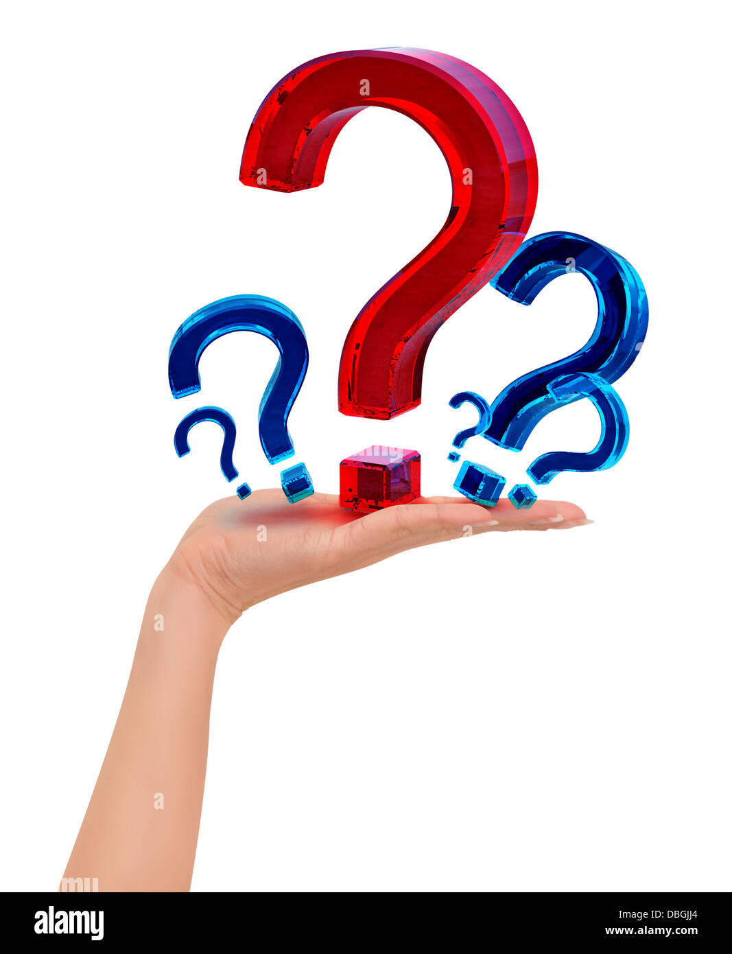 Girl holding question mark Cut Out Stock Images & Pictures - Alamy