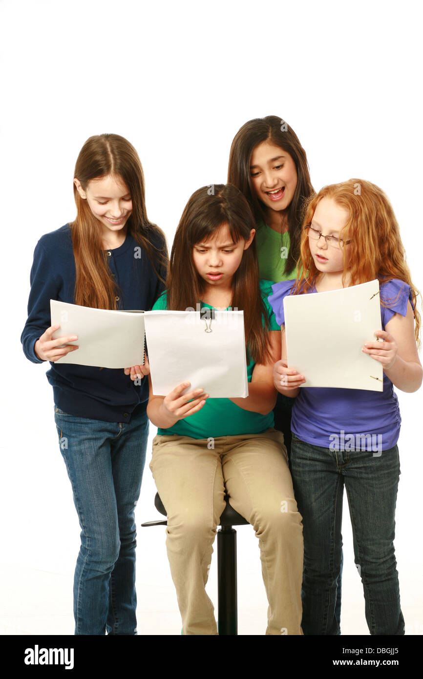 diverse girls reading scripts and having fun Stock Photo - Alamy