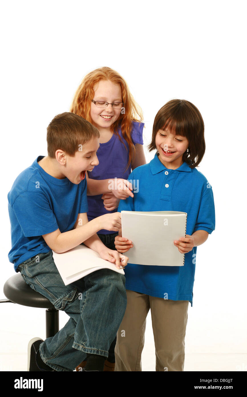 diverse kids reading scripts and having fun Stock Photo - Alamy