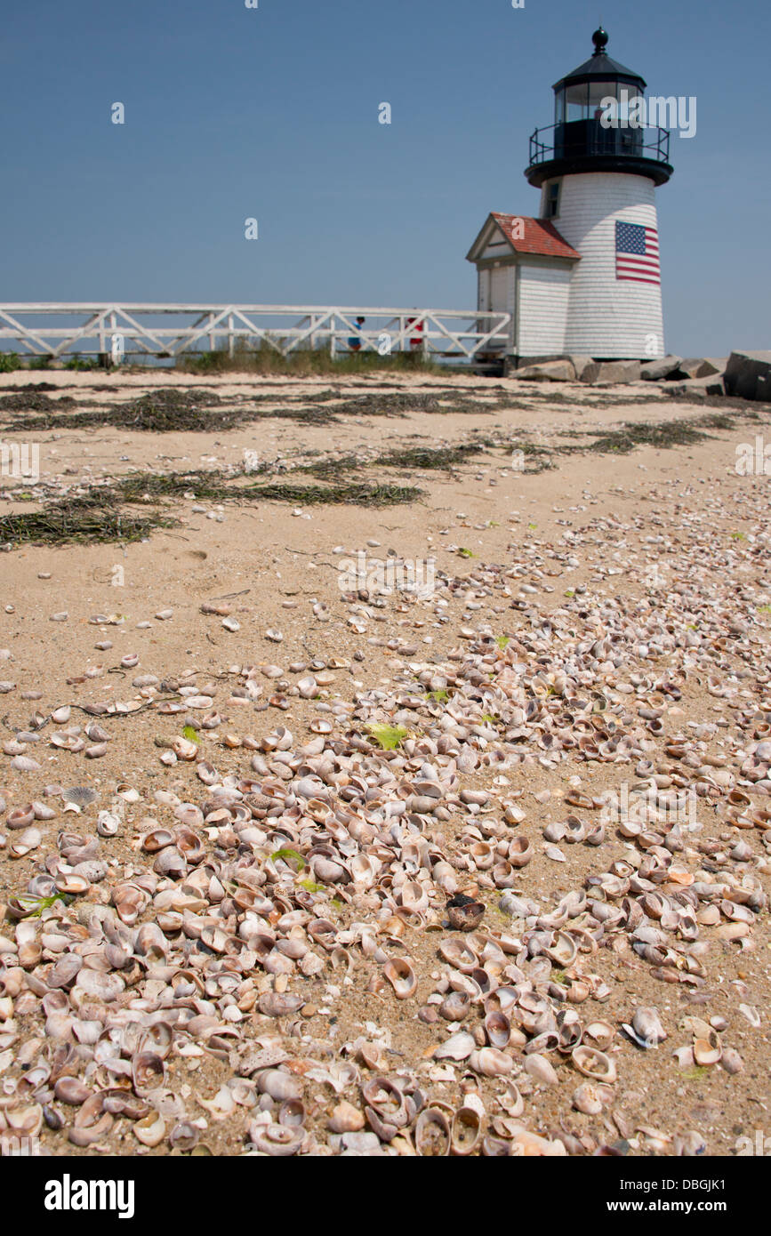Massachusetts, Nantucket. Old wooden boardwalk to Brant Point ...