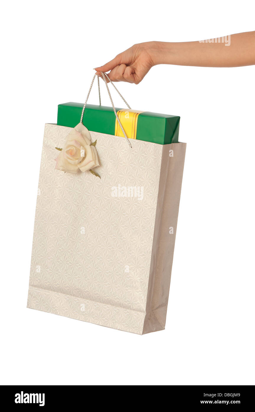 Paper bag with a box Stock Photo - Alamy