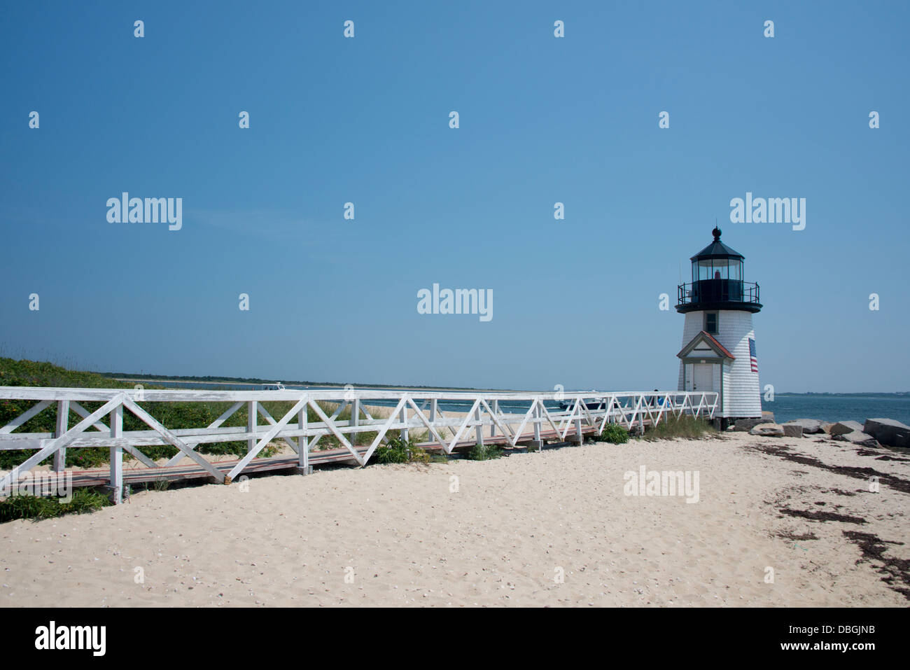 Massachusetts, Nantucket. Old wooden boardwalk to Brant Point ...
