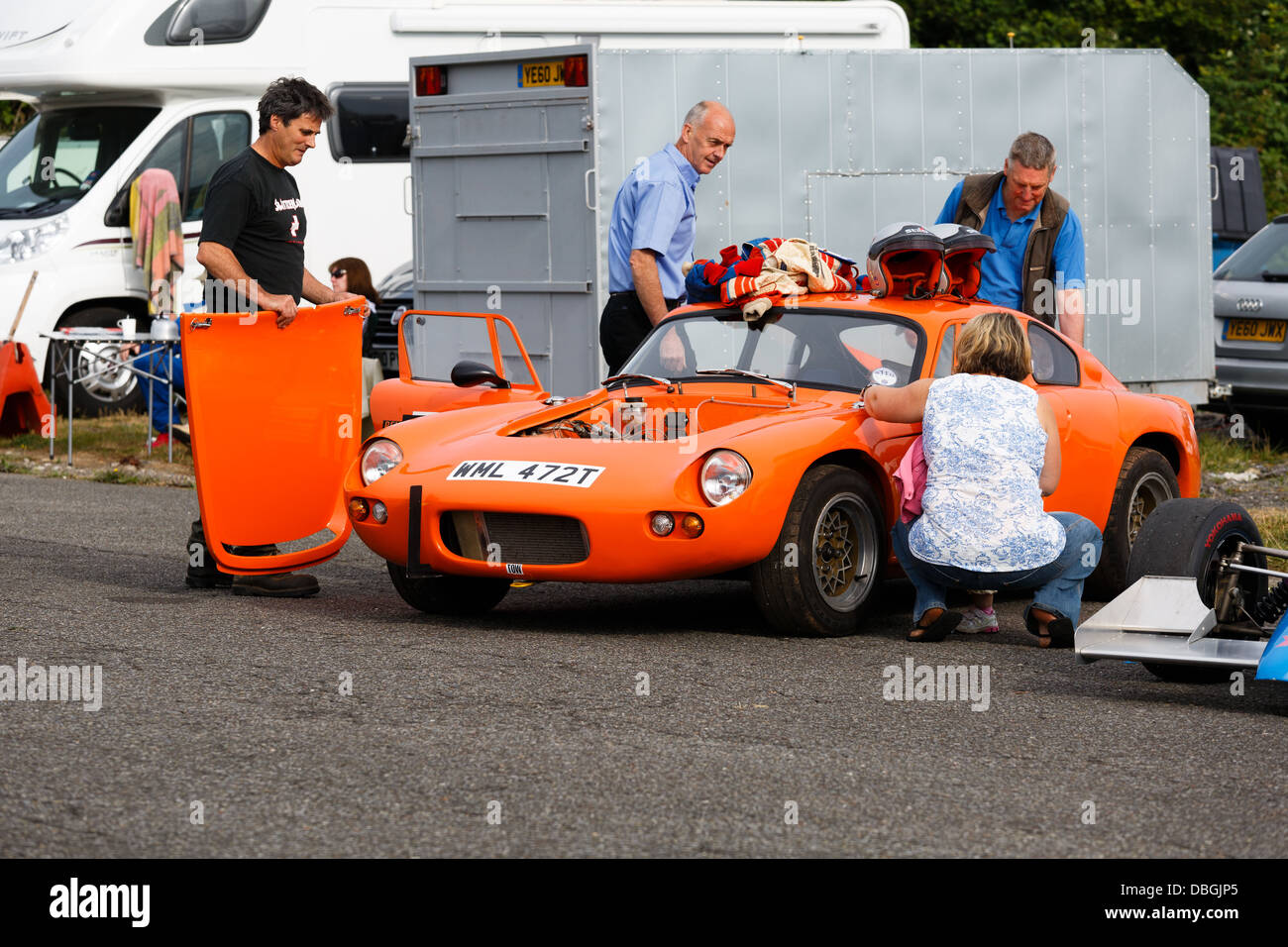 A car taking parting in a Sprint event at Llandow Circuit Stock Photo ...