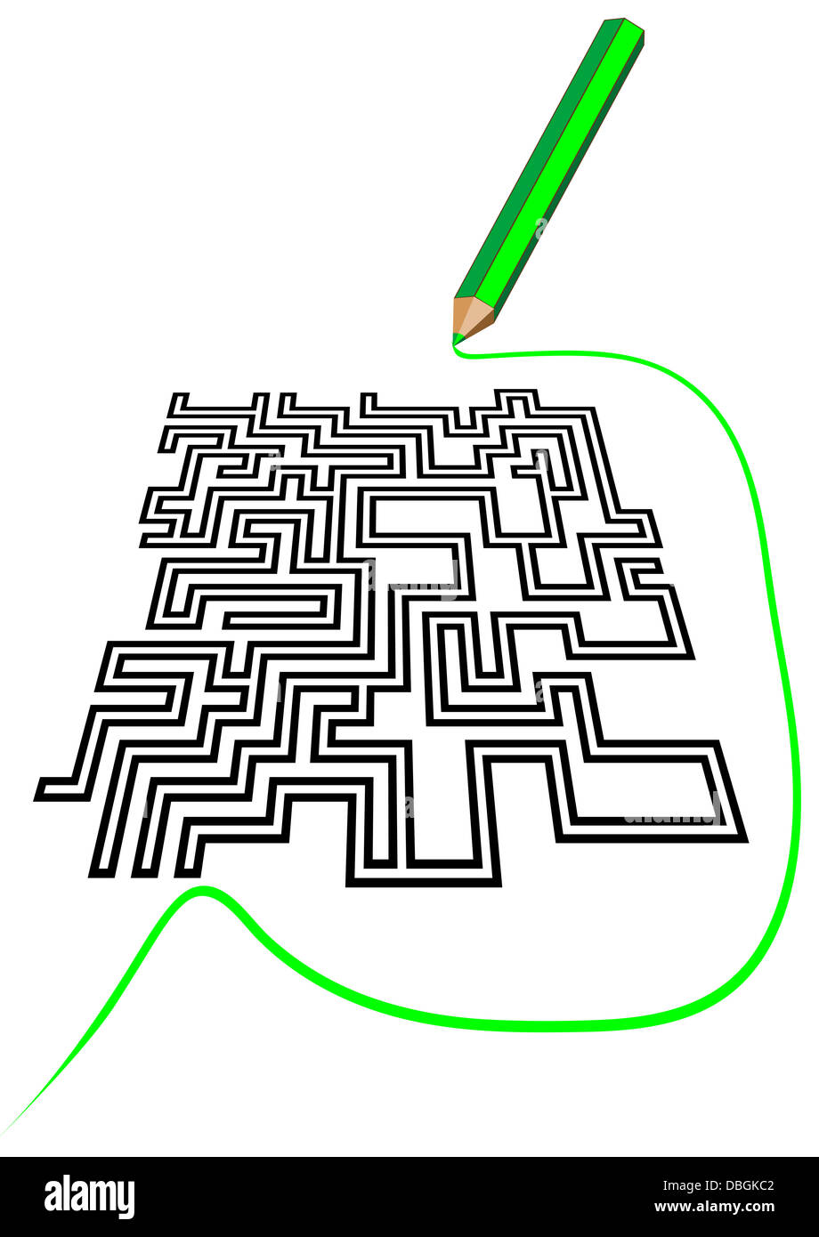 maze and a pencil. maze solution writing Stock Photo - Alamy