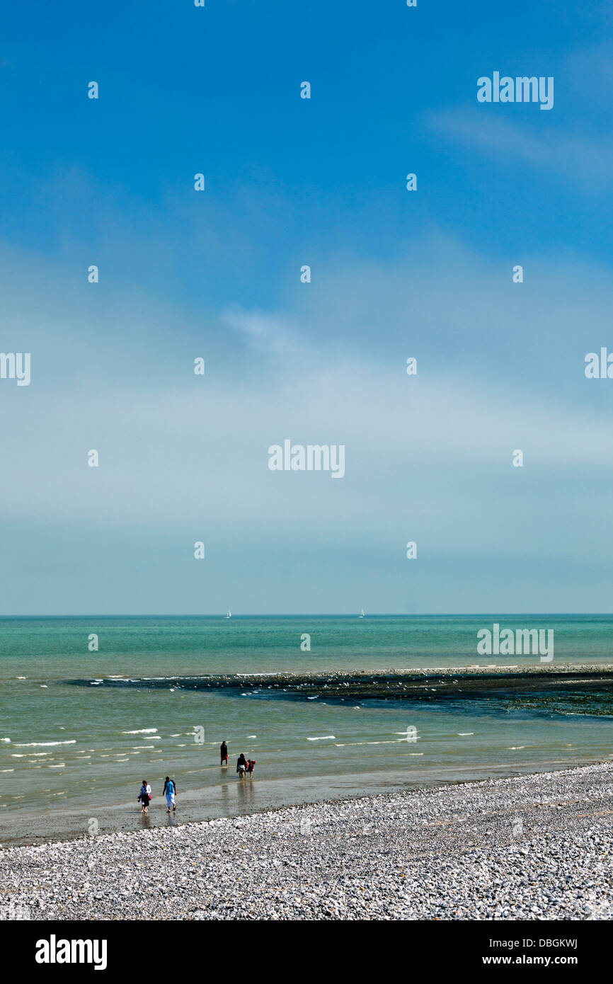 France, Normandy, Veulettes Sur Mer, elevated beach view Stock Photo ...