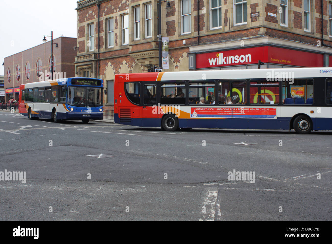 Stagecoach buses turning into Fawcett Street, Sunderland Stock Photo ...