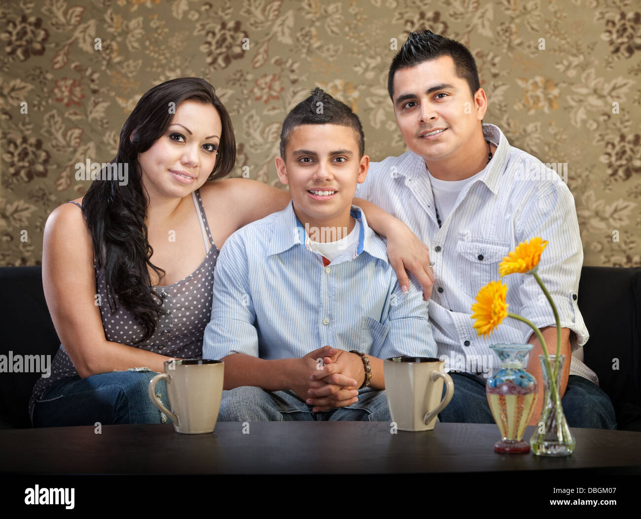 Hispanic Family of Three Stock Photo - Alamy
