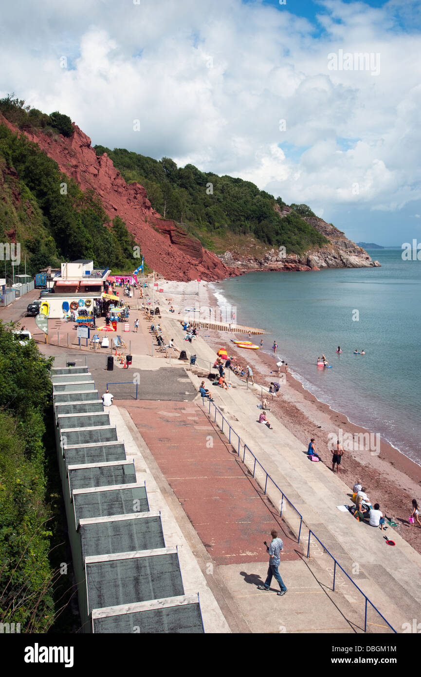 Beach closed at Babbacombe Devon England UK after cliff rock fall Stock ...