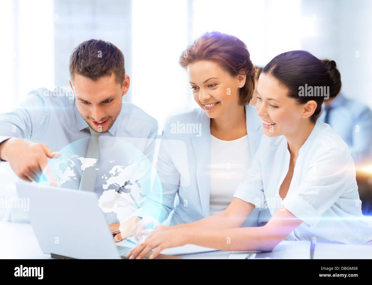 business teamworking with virtual screen Stock Photo - Alamy