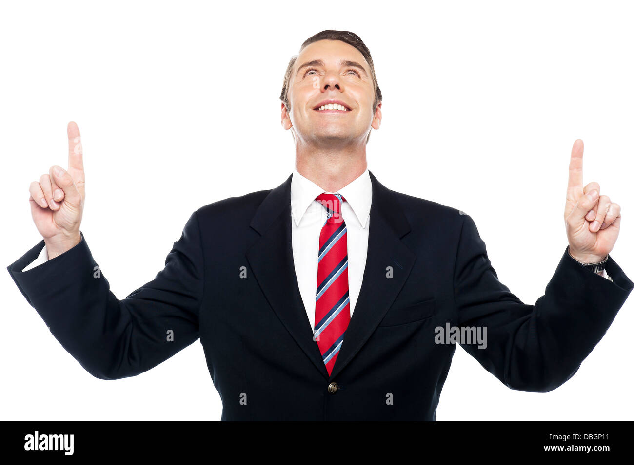 Executive looking upwards pointing hi-res stock photography and images ...