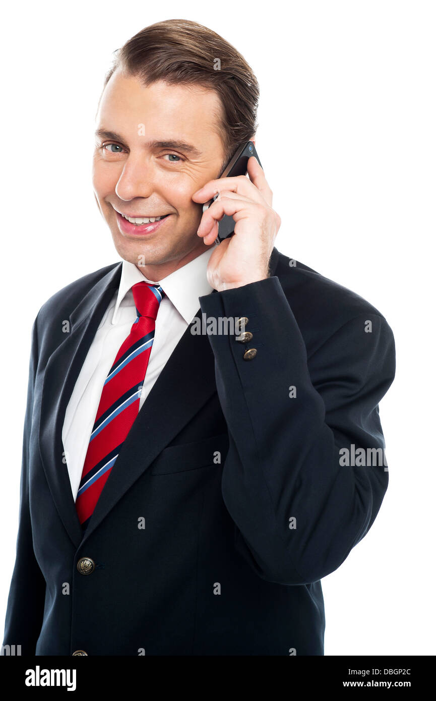 Marketing executive communicating client hi-res stock photography and ...