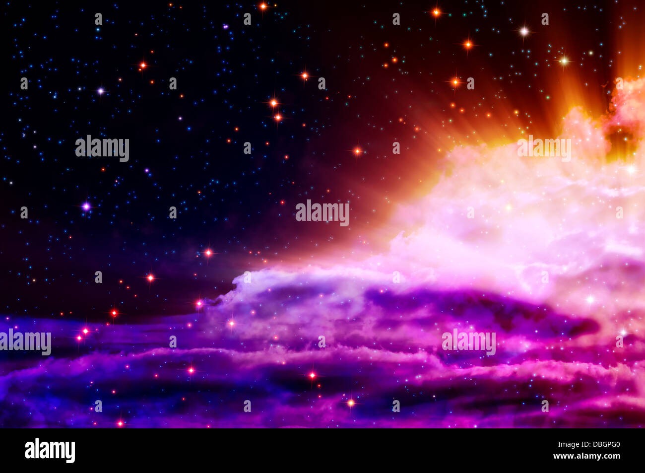 birth of a new blue and magenta nebula Stock Photo - Alamy