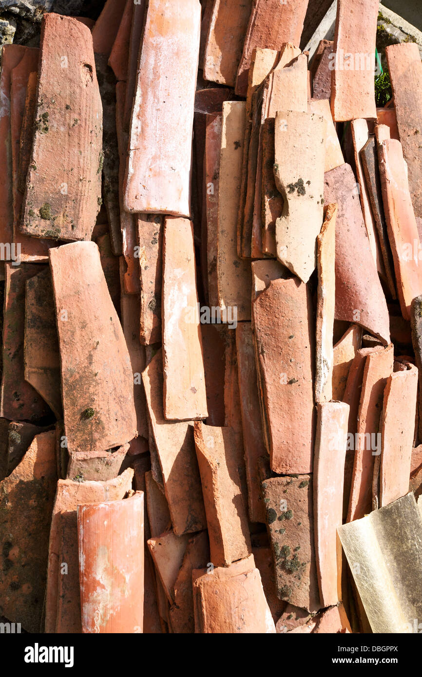 Stacked roof tile wall hi-res stock photography and images - Alamy