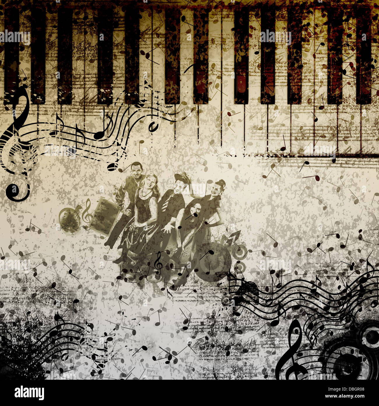 Music notes background Stock Photo - Alamy