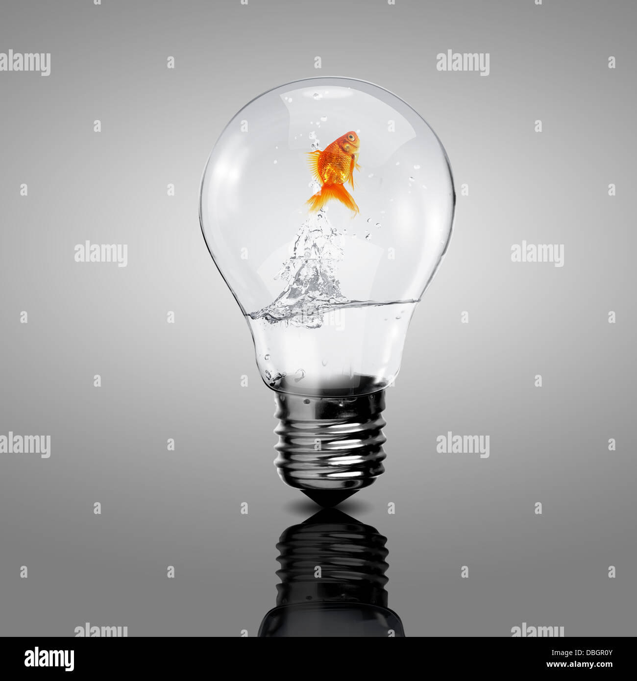 Gold fish inside an electric bulb Stock Photo - Alamy