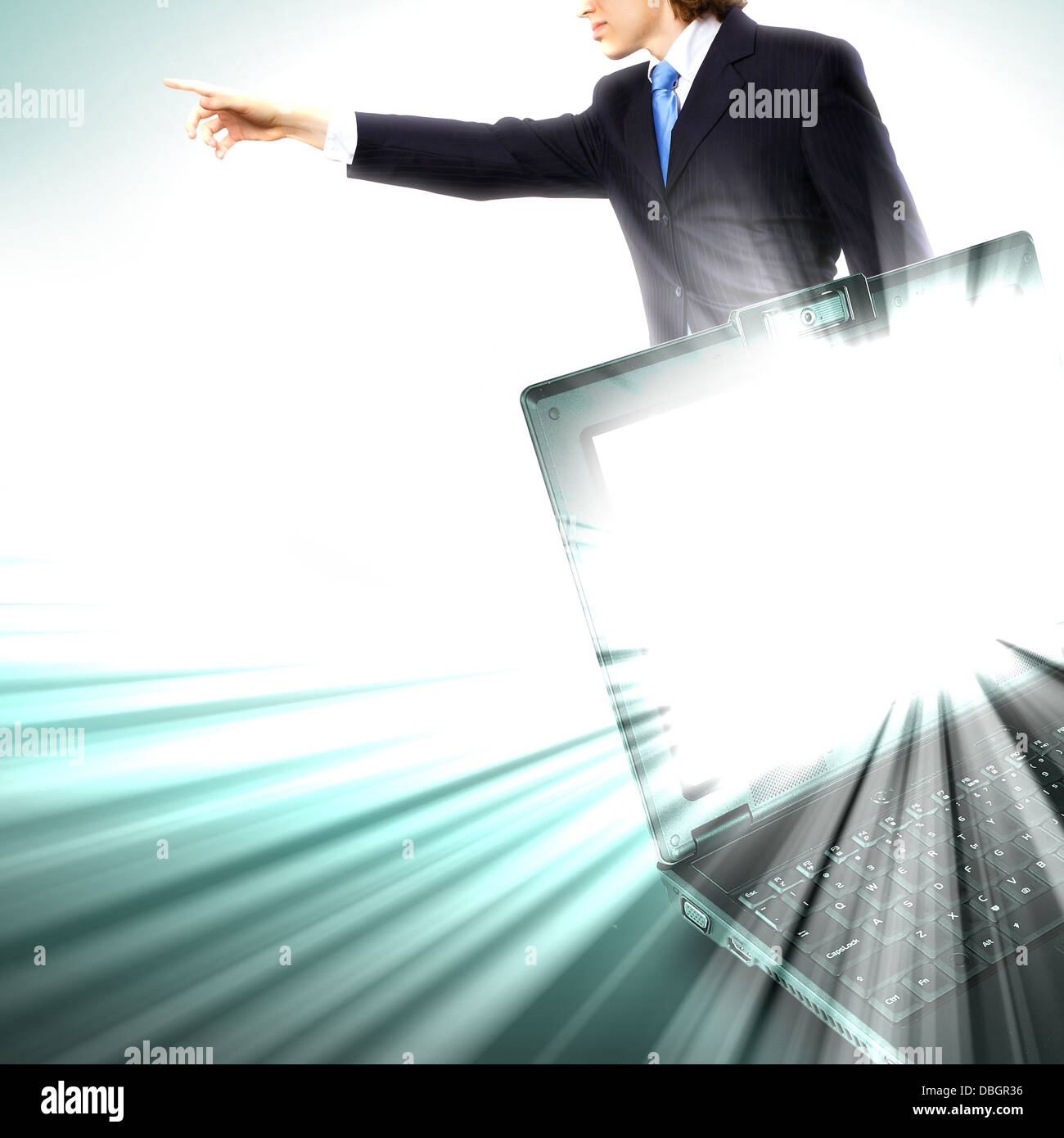 Image of notebook with shining screen Stock Photo - Alamy