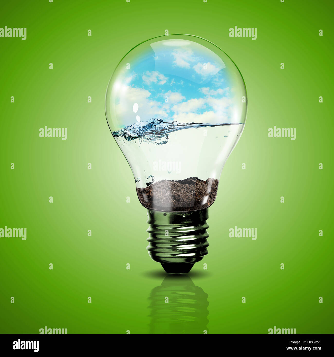 Electric light bulb and blue sky inside it Stock Photo - Alamy